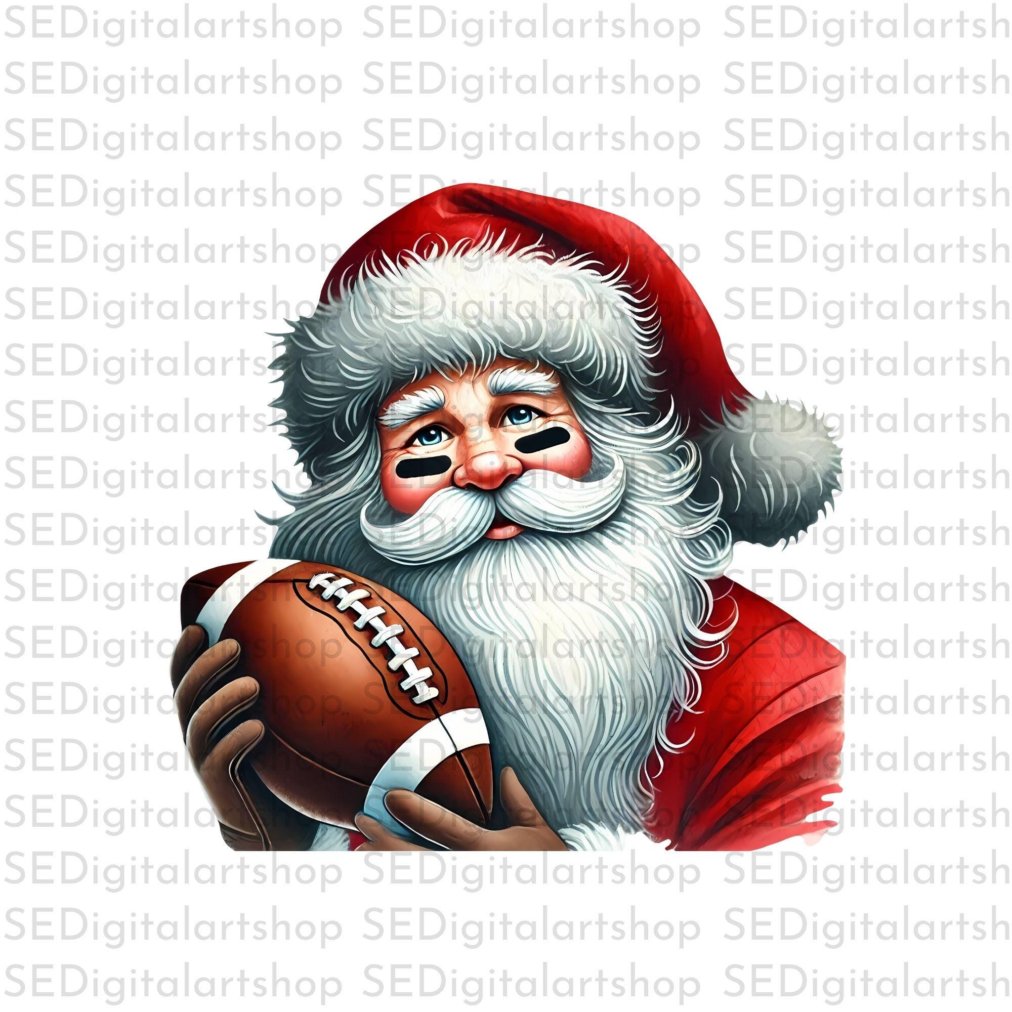 Santa Holding Football Christmas Digital Art | Sports-themed ...