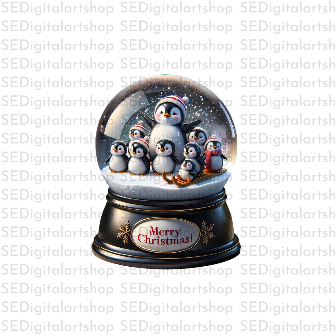 Penguin Family Christmas Snow Globe PNG - Festive Digital Art for ...