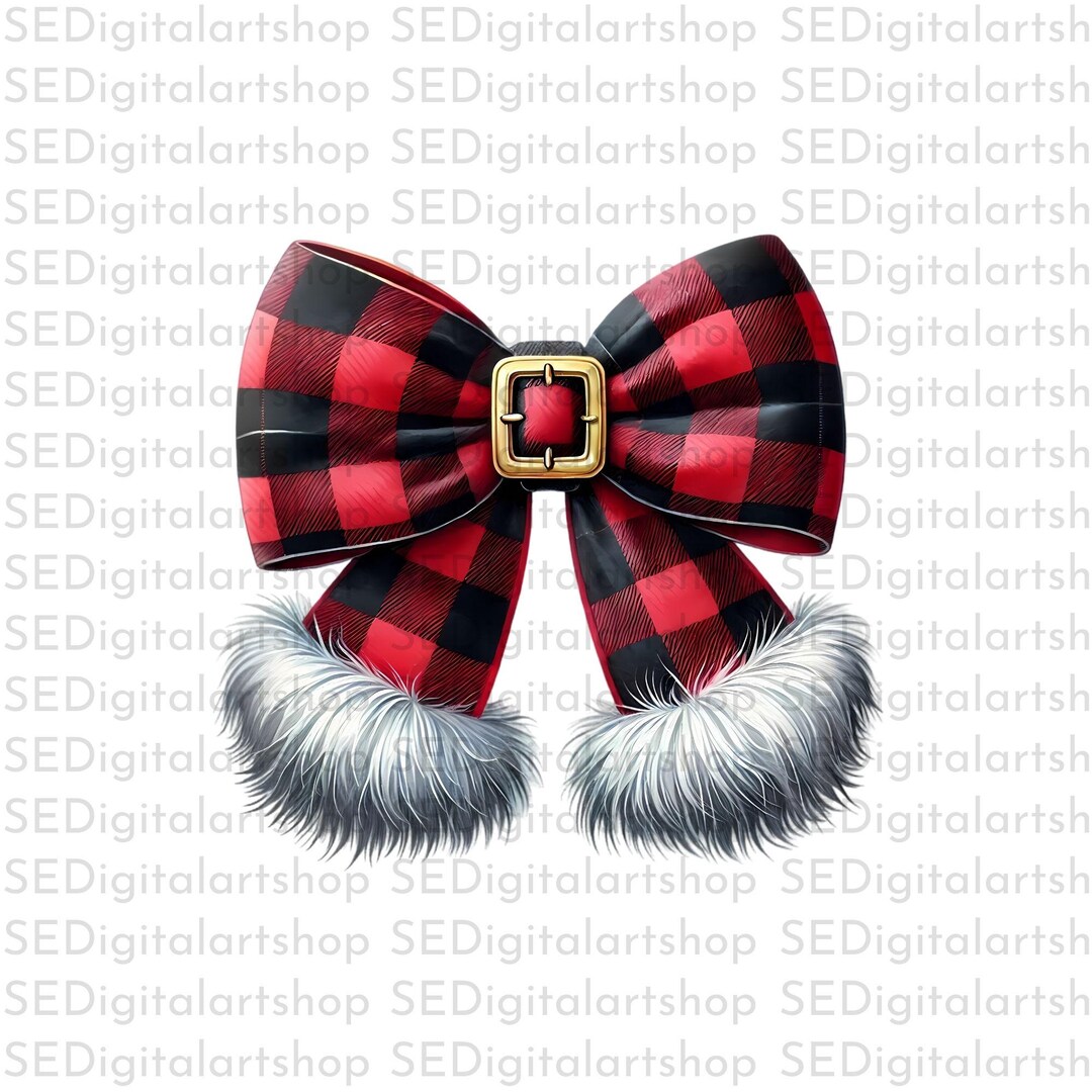 Buffalo Plaid Christmas Bow Clipart - Sublimation & DTF Design - Etsy