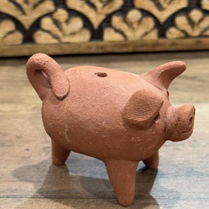 Handmade Clay Pig Figure - Etsy