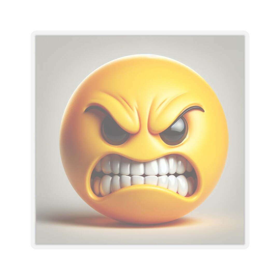 Angry Emoji Kiss-cut Stickers, Fun Laptop Decal, Expressive Sticker ...