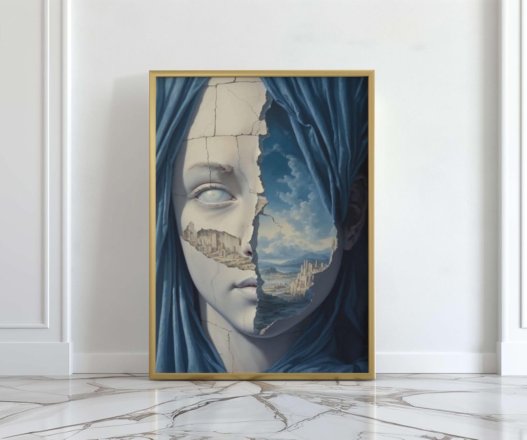 Surrealist Vision - Abstract Art Poster of a Mask in a Surrealist ...