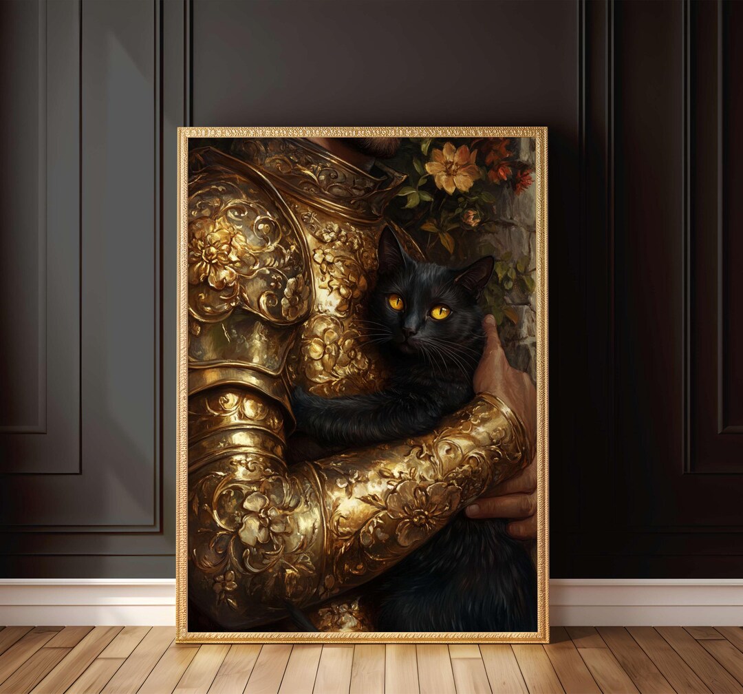 Medieval Knight With a Cat Art Print, Knightcore Fantasy Art, Fantasy ...