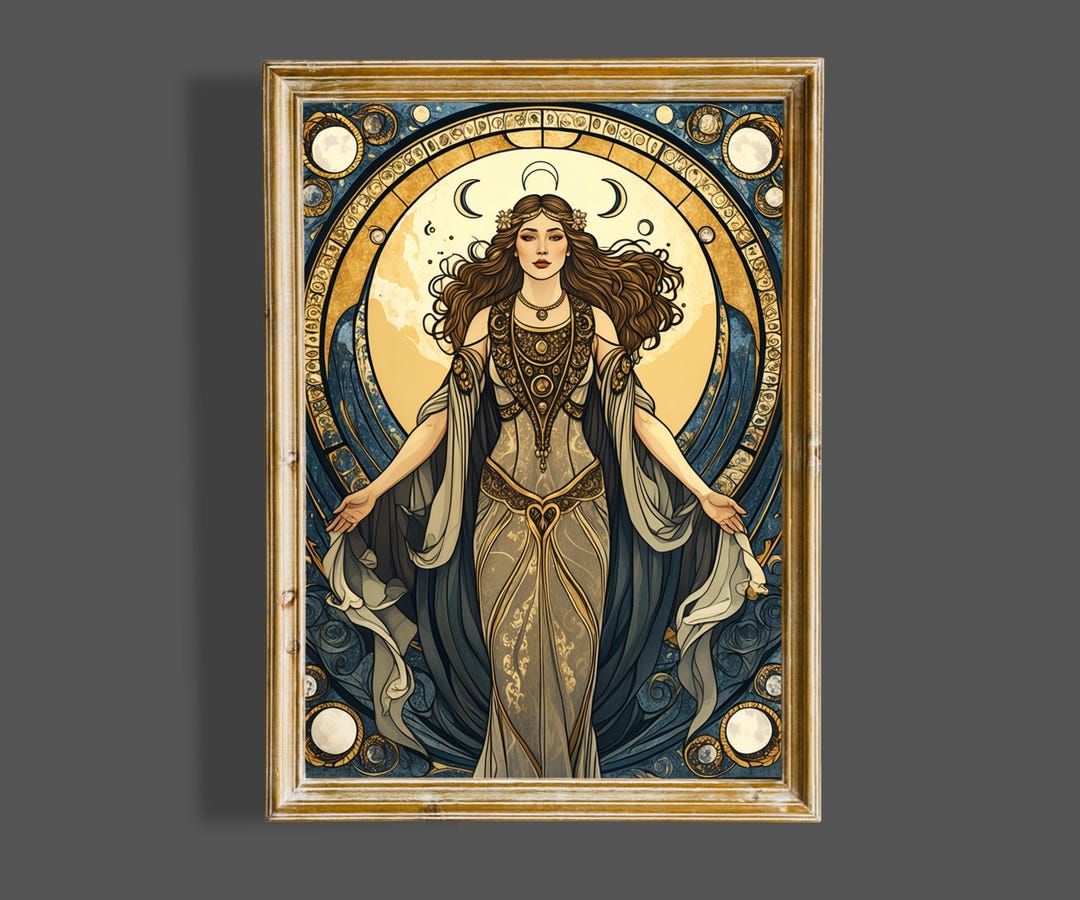 Selene Digital Download, Art Nouveau Moon Goddess Mystical Illustration ...