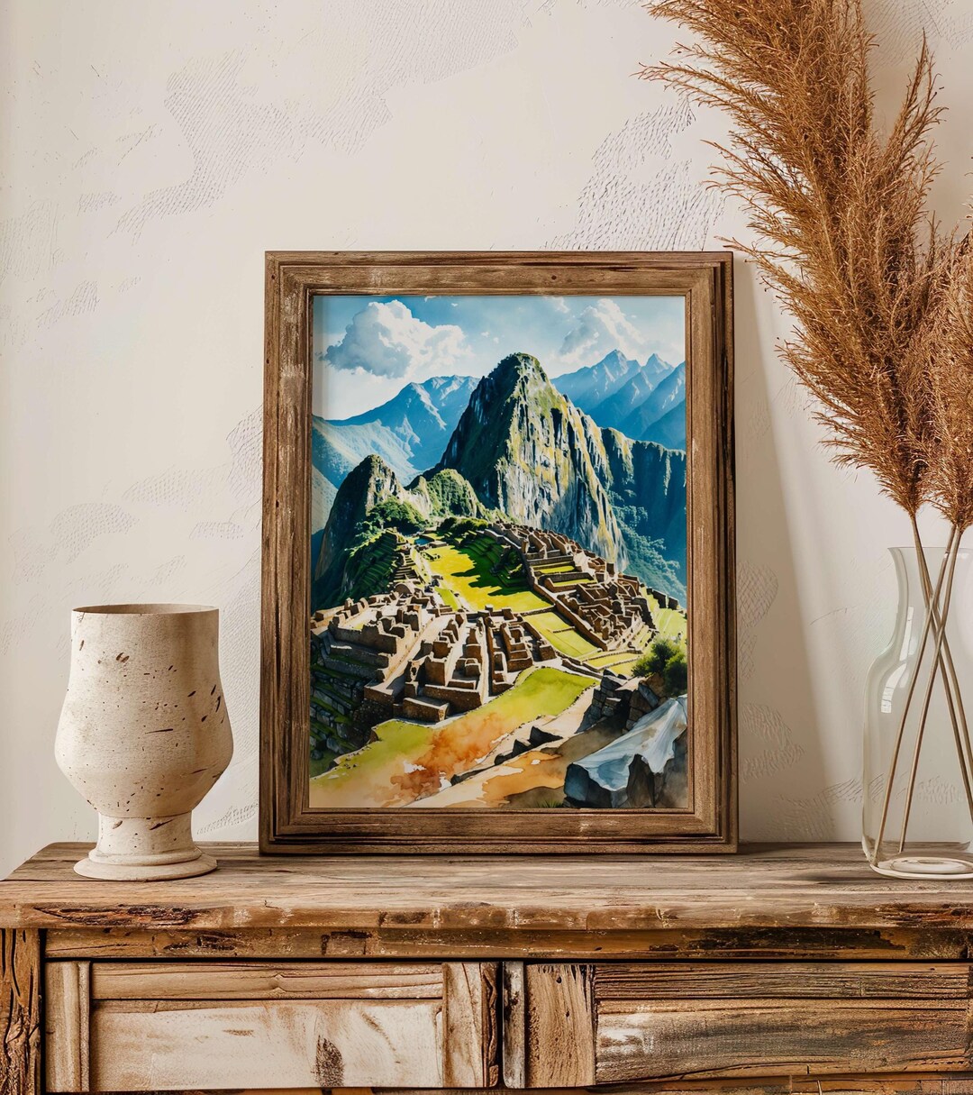 Machu Picchu Painting, Wall Art, Travel Poster, Peru Print ...