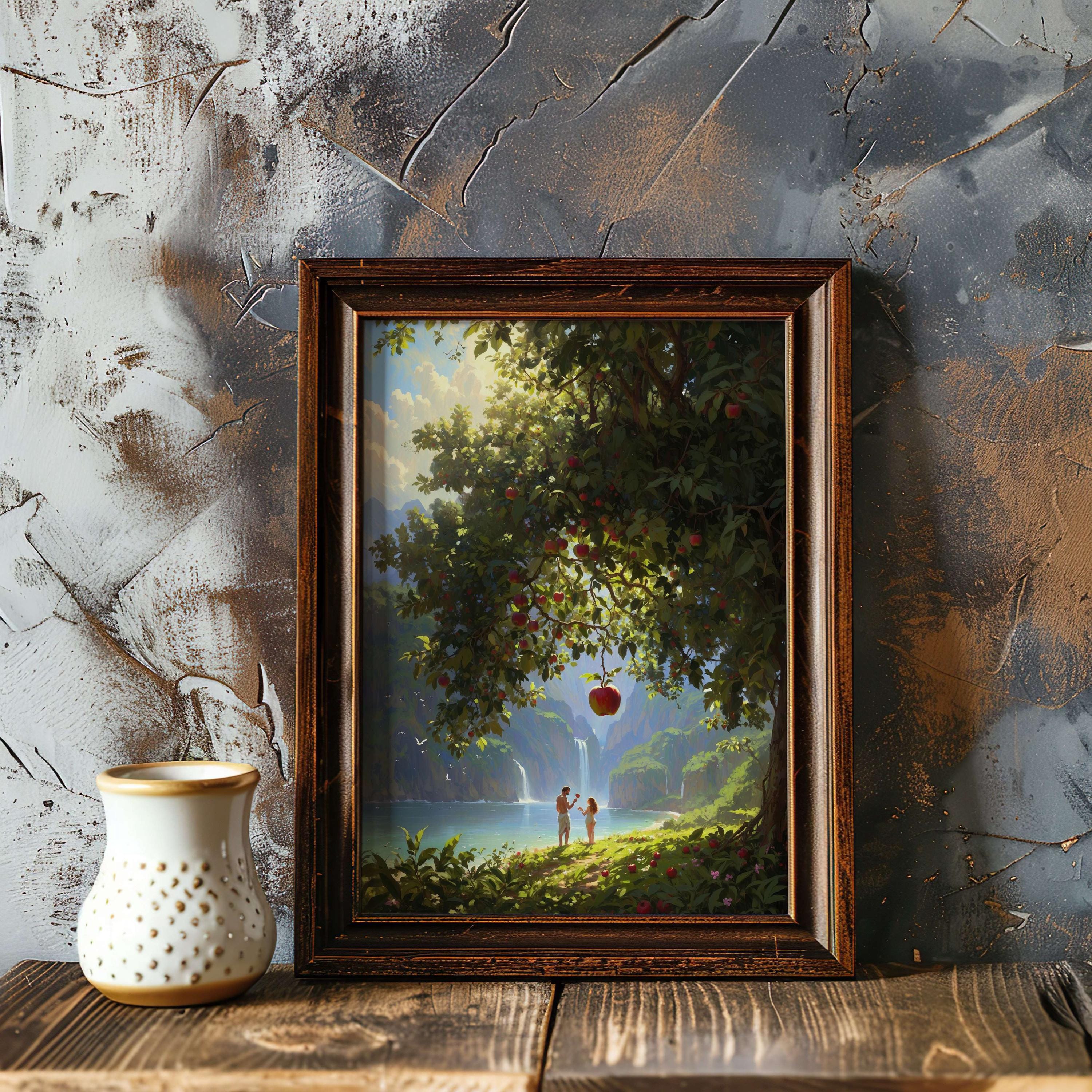 Adam and Eve in the Garden of Eden - Fantasy Art | Esoteric Poster ...