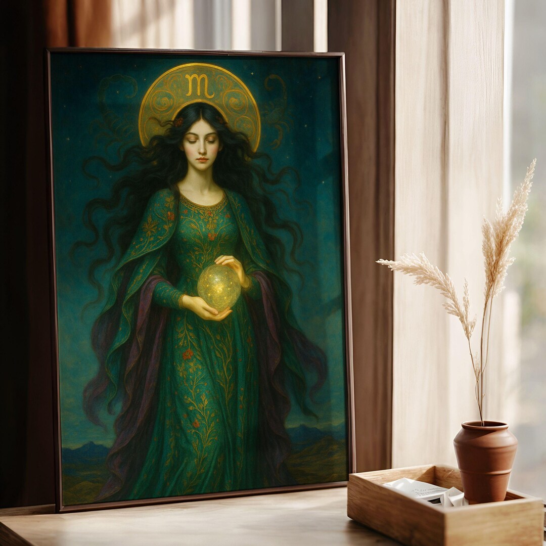 Scorpio Goddess Poster | Intense Art Nouveau Zodiac Print | Mystical ...