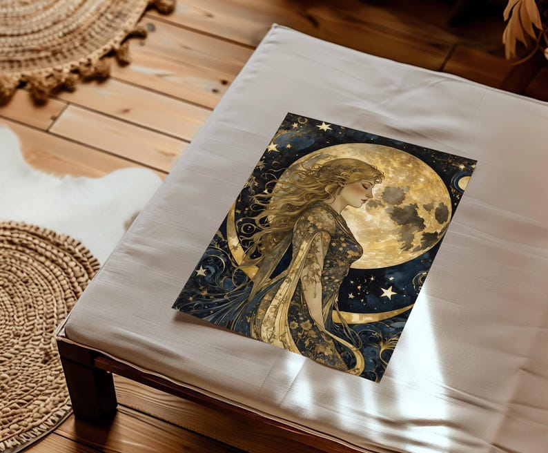 Selene - Art Nouveau Moon Goddess | Mystical Illustration Lunar and ...