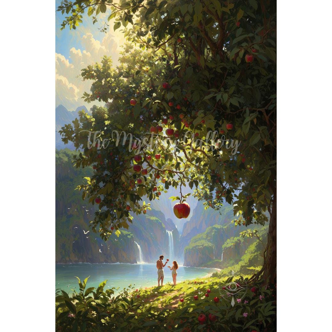 Adam and Eve in the Garden of Eden - Fantasy Art | Esoteric Poster - Etsy