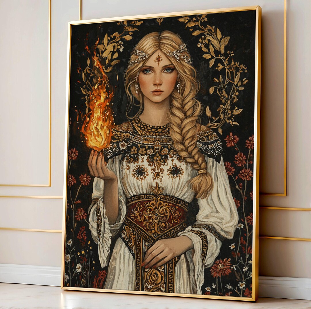 Goddess of Magic & Fire Priestess - Mystical Fantasy, Esoteric Premium ...