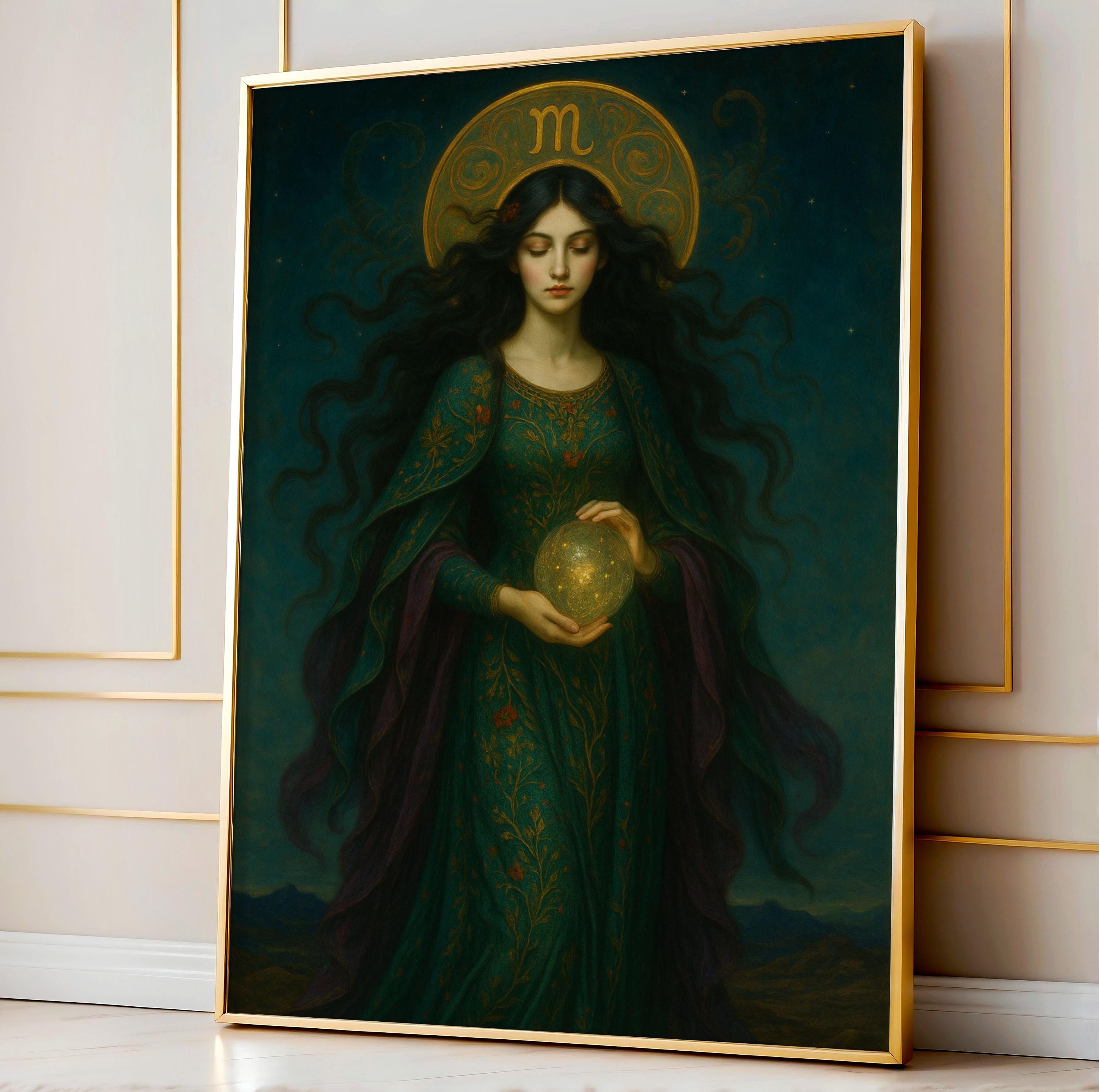 Scorpio Goddess Poster | Intense Art Nouveau Zodiac Print | Mystical ...