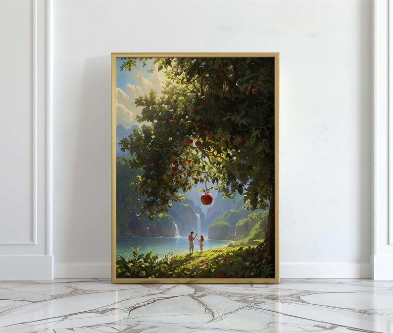 Adam and Eve in the Garden of Eden - Fantasy Art | Esoteric Poster ...