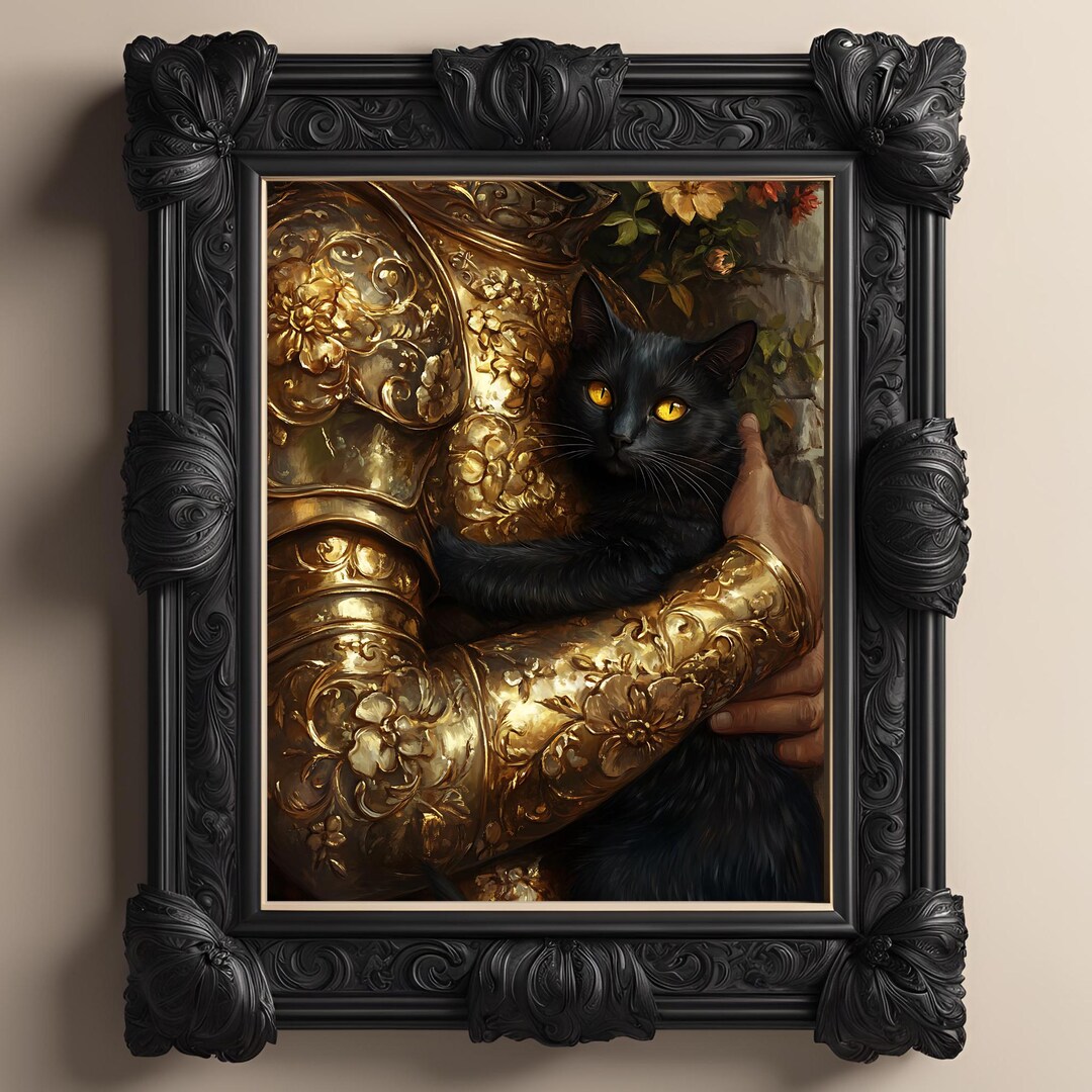 Medieval Knight With a Cat Art Print, Knightcore Fantasy Art, Fantasy ...