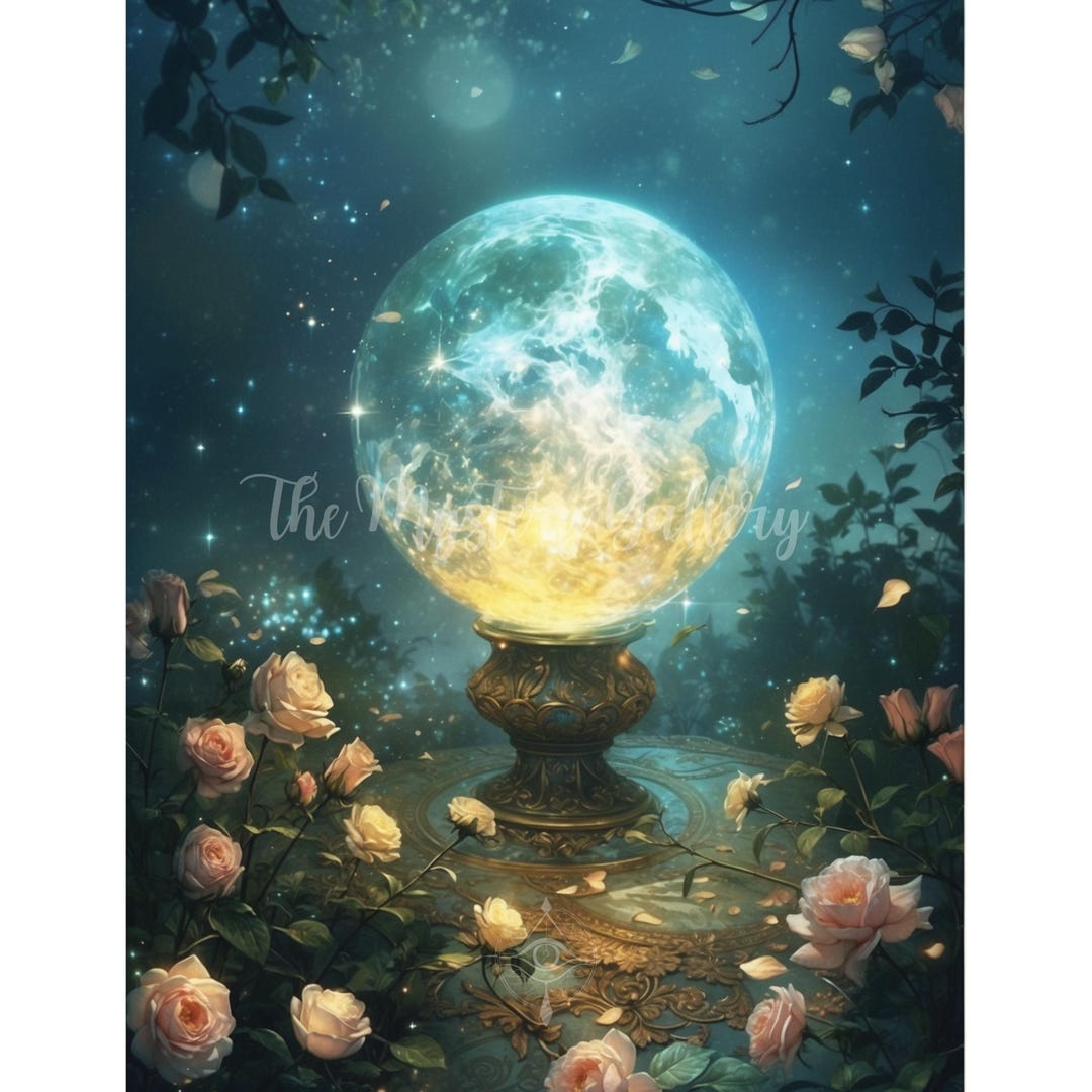 Enchanted Magic Sphere Illustration - Fantasy Art With Flowers and ...