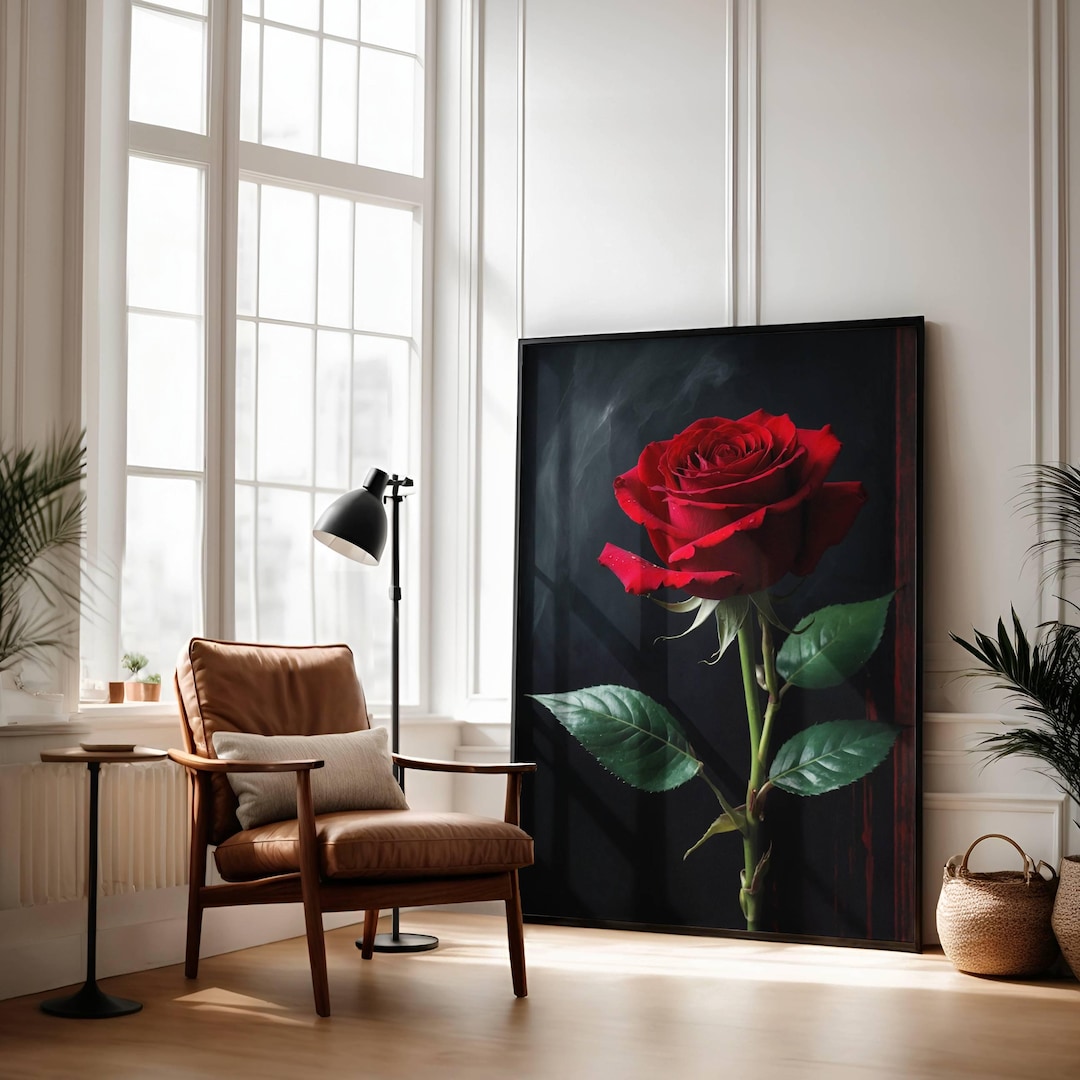 Red Rose, Dark Academia Gothic Print Art, Victorian Wall Art, Wall ...
