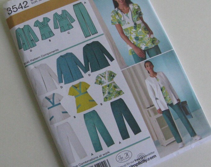 SIMPLICITY PATTERN 3542 Easy to Sew Scrubs NURSE UNIFORM Matching Scrub ...