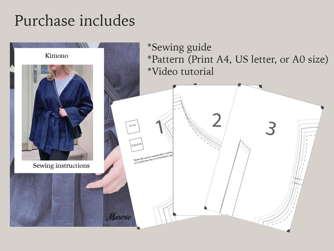 Denim Kimono Jacket, PDF Pattern, Women Jacket, Easy Pattern, Video ...