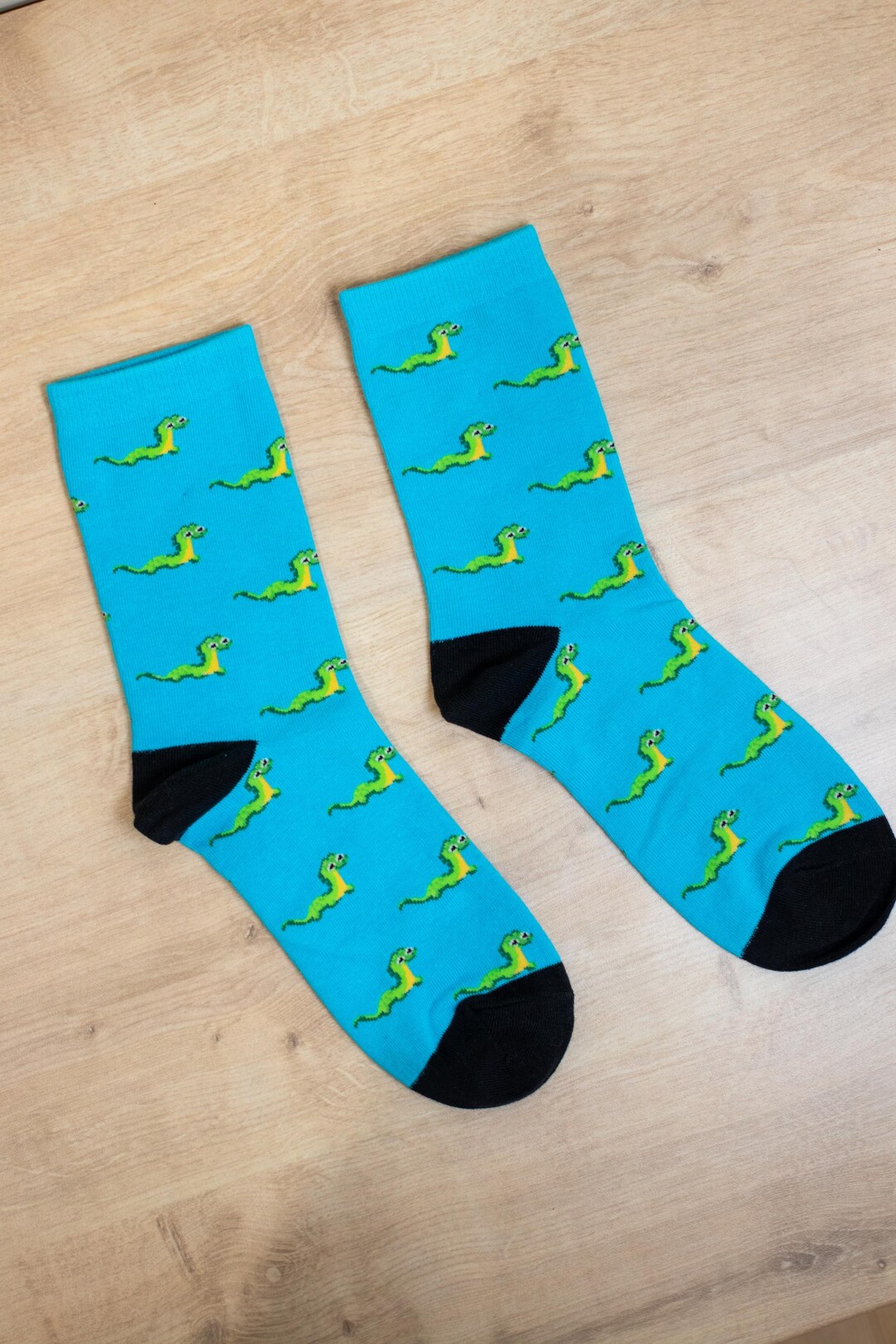 Loch Ness Monster Socks | Animal Socks | Blue Socks | Gift for Him | Gift for Her | COTTON SOCKS ...