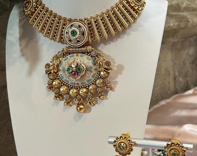 Necklace Set/rajwadi Traditional Jewelry/ethnic Gold Jewelry - Etsy