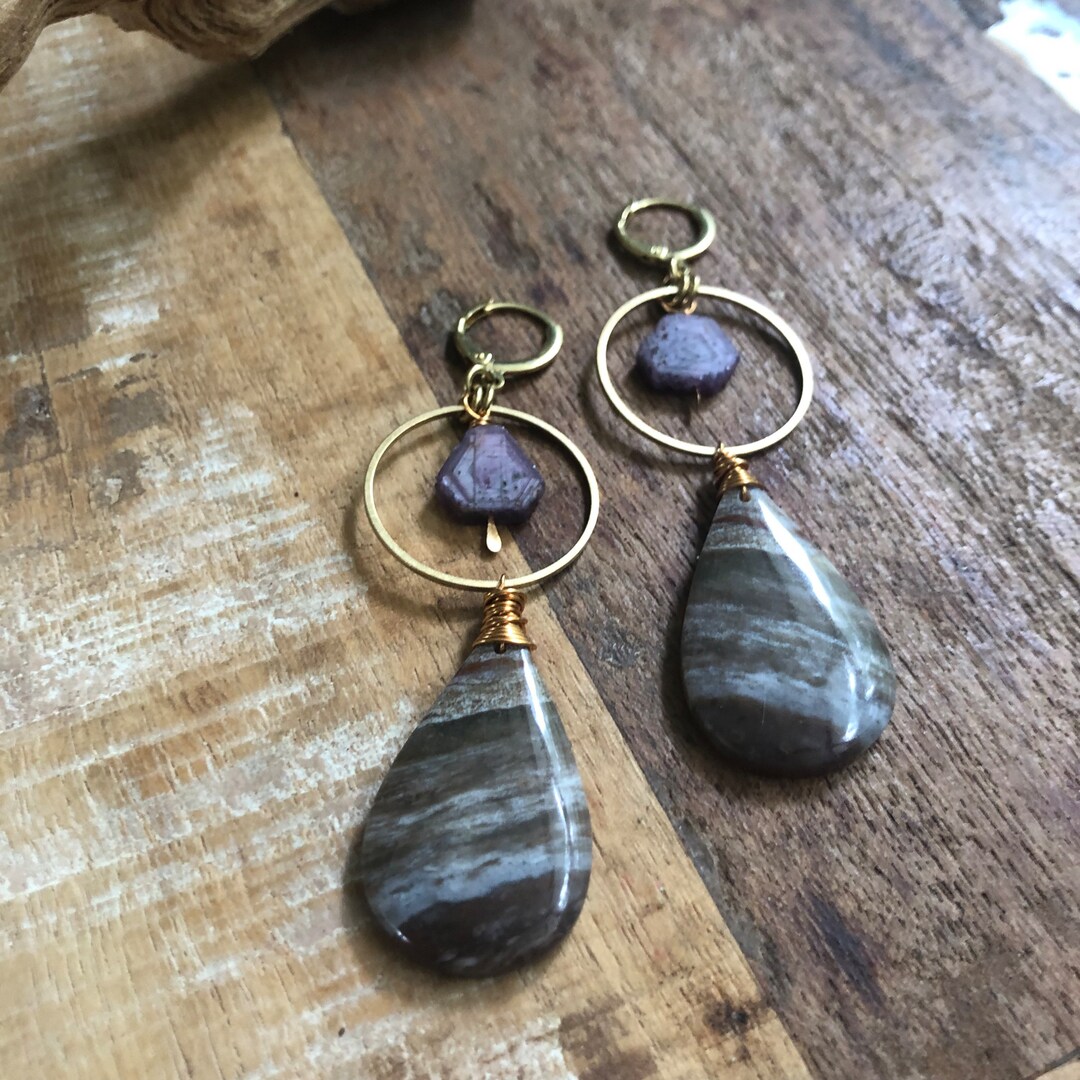 Larsonite and Star Ruby Earrings - Etsy