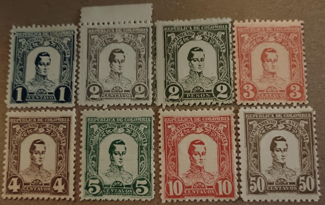 Vintage Columbian Stamps. 1890's. Lot of 8. Various Colours and ...