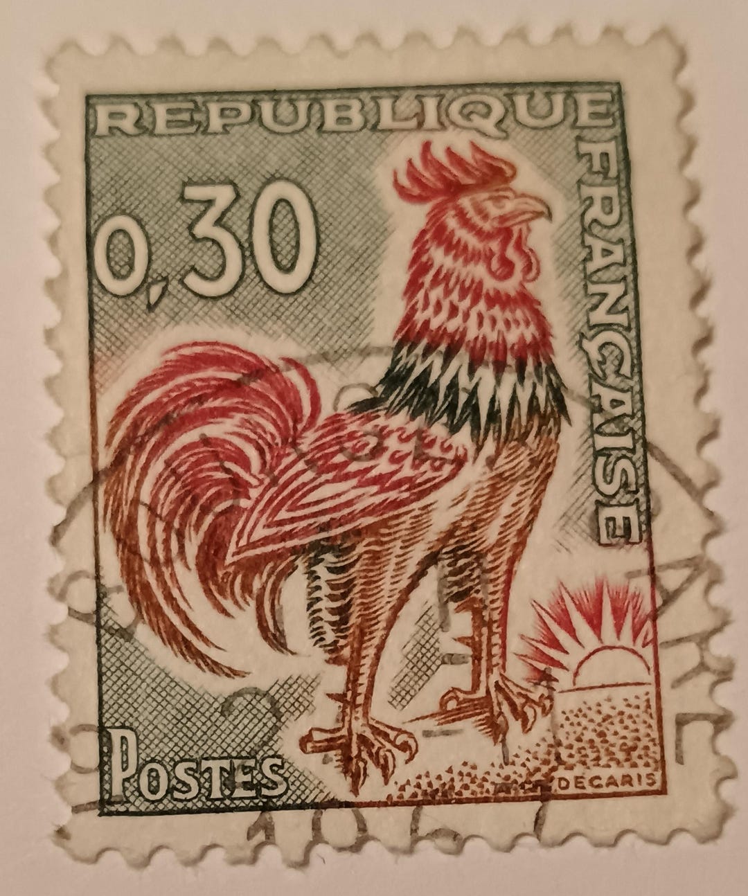 Rare French Stamp Coq Decaris 1960s Printed on Illuminous Paper - Etsy
