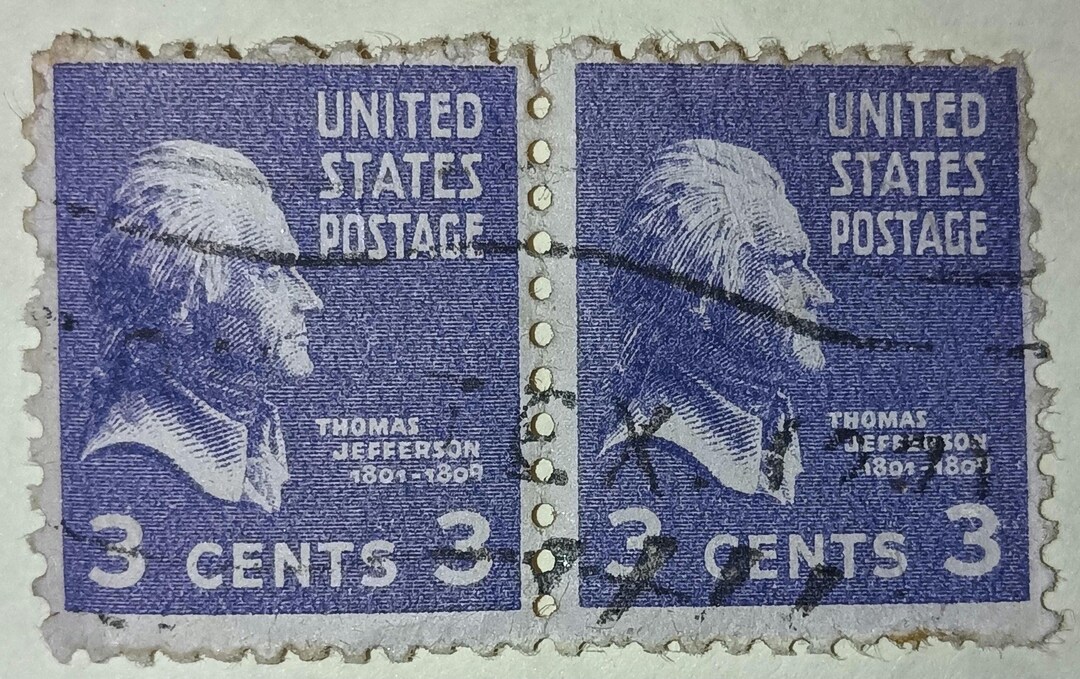 Vintage USA Stamp. 1900's 3 Cents. Thomas Jefferson. Lot of 2. Purple ...