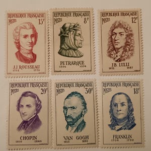 Vintage Stamps. French Famous People. Set of 6. Unused. - Etsy