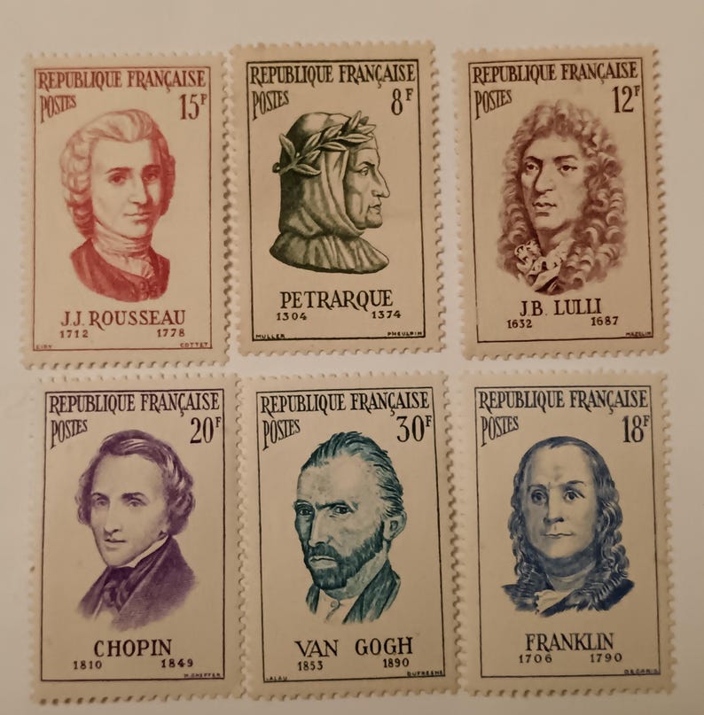 Vintage Stamps. French Famous People. Set of 6. Unused. - Etsy