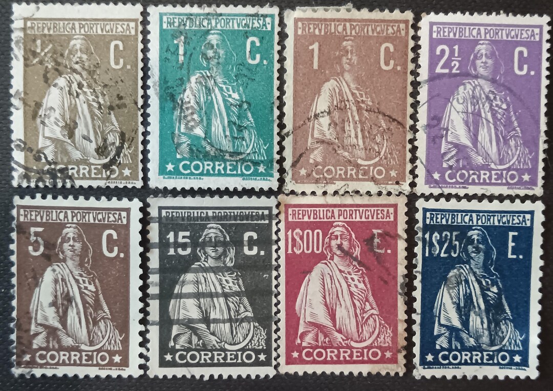 Vintage Portugal Stamps. Early 1900's. Ceres. Lot of 8. Various Colours ...