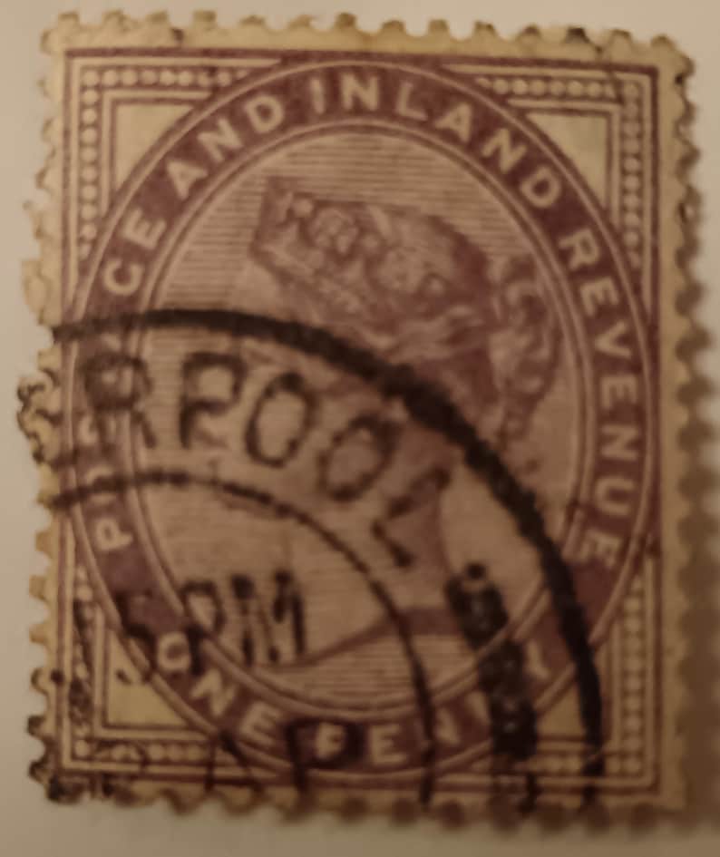 Vintage Queen Victoria Stamp. 1800's. One Penny. Purple. Used Condition ...
