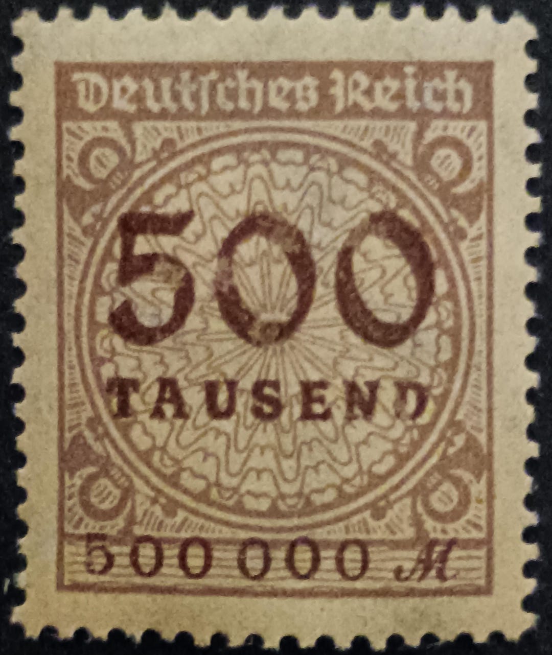 Vintage German Deutsches Reich Briefmarke Stamp. 500,000 Mark. Unused ...