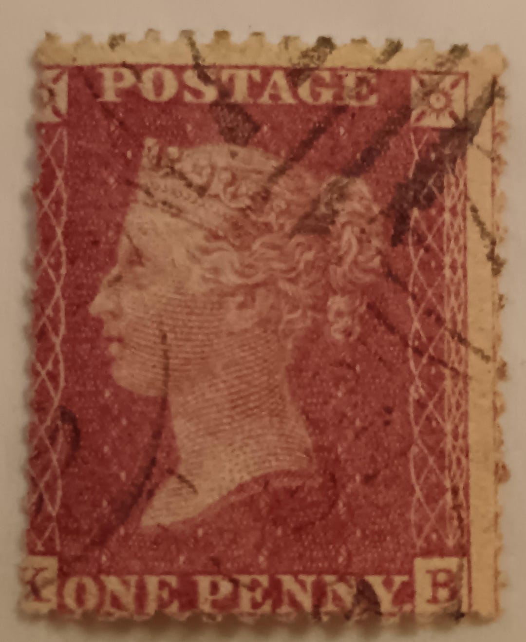 Vintage English Stamp. Queen Victoria One Penny. Red. 1800's. Used ...