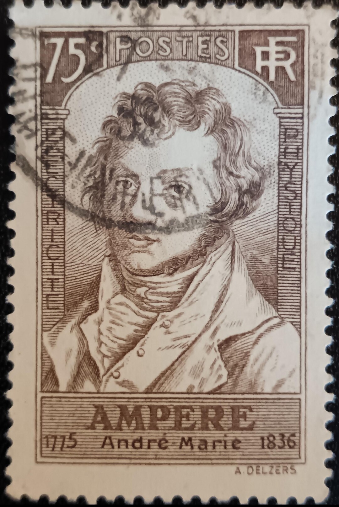 Vintage French Stamp. 1930's. Republic Francaise. Ampere Andre-marie ...
