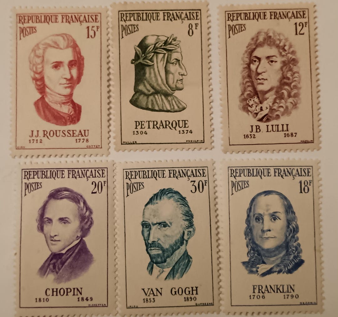 Vintage Stamps. French Famous People. Set of 6. Unused. - Etsy