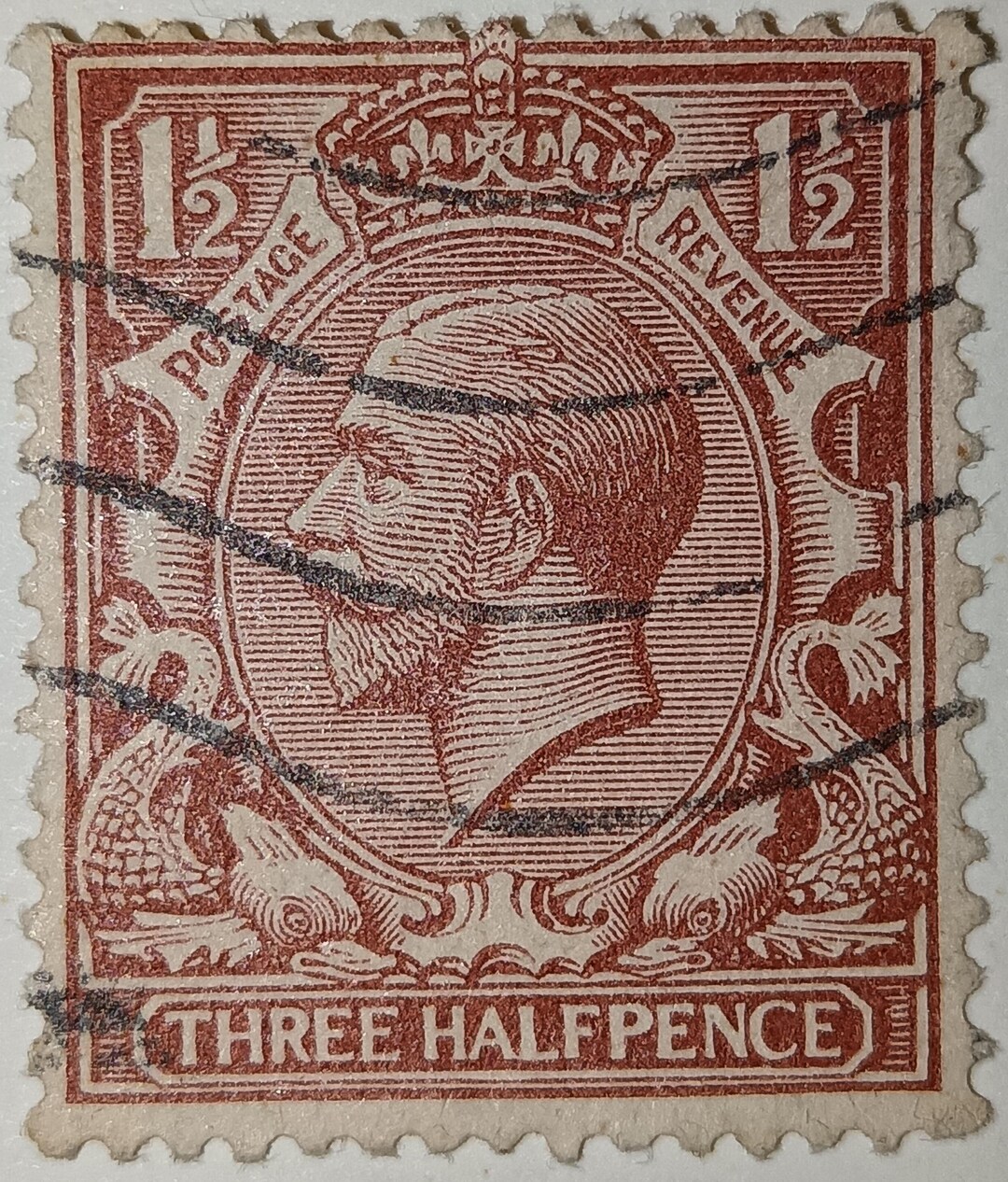 British King George Vintage Stamp Three Half Pence. Good Used Condition ...