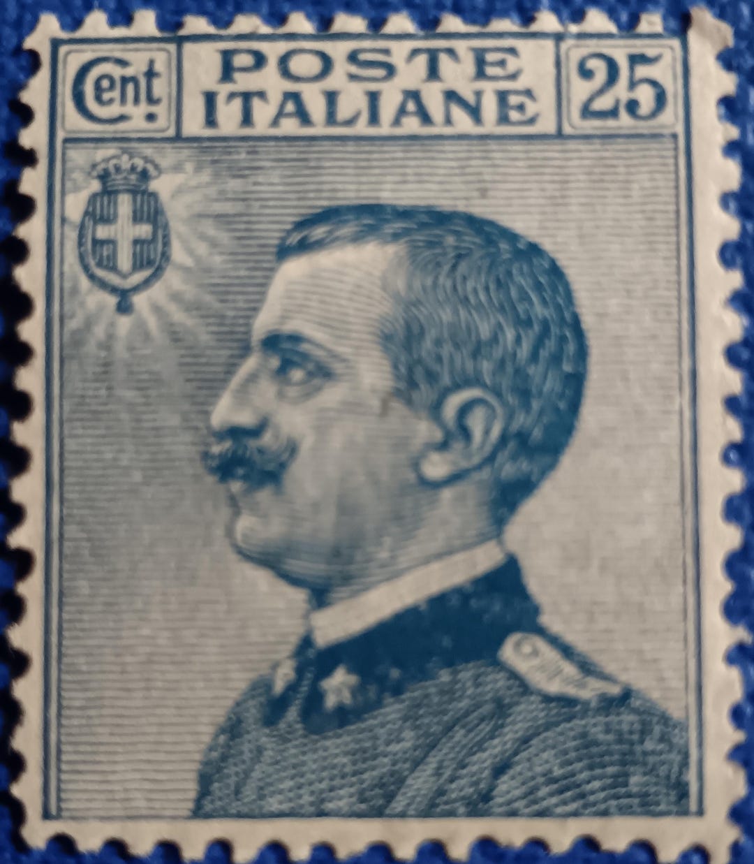 Vintage Italian Stamp. Poste Italiane. 1908. 25 Cent. Victor Emmanuel ...