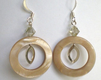 Drop Earrings: Pink Mother-of-pearl and Pearl Earrings - Etsy