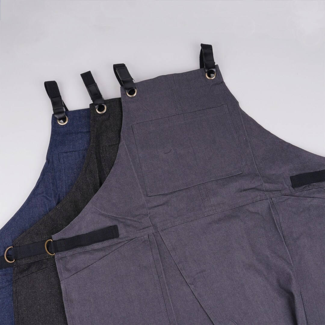 Denim Aprons With Pockets, Split Leg Apron for Women Men, Adjustable ...