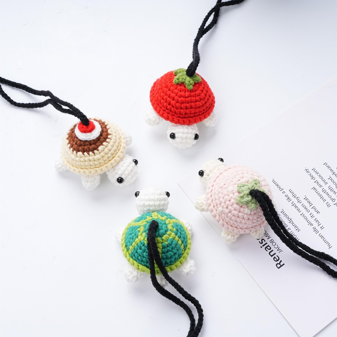 NEW! Handmade Crochet Turtle Car Pendant for Kids, Knitted Tomato ...