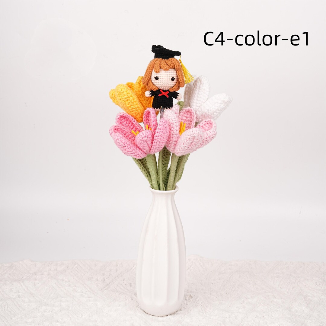 NEW! 5PCS Handmade Tulip Graduation Bouquet, Crochet Tulips Bouquet ...