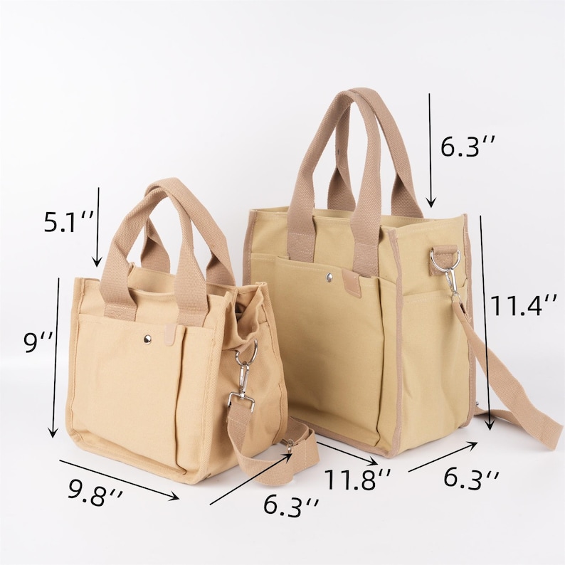 Japanese Canvas Crossbody Handbag, Large Capacity Tote With Multi ...