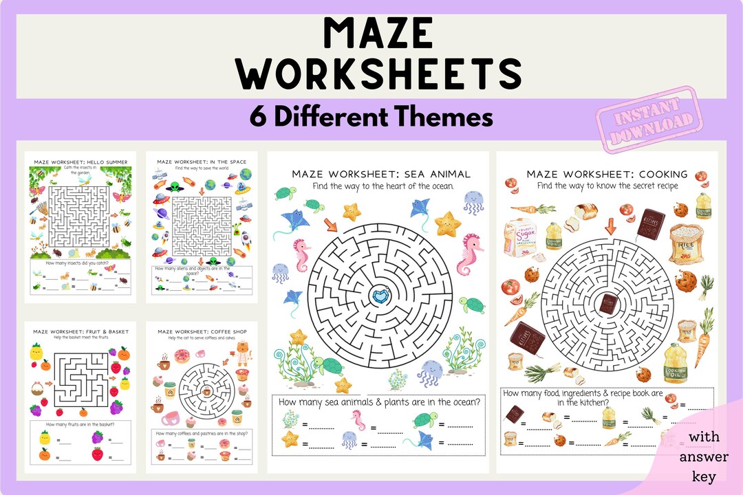 Maze Worksheets for Preschool, Fine Motor Skills Activity, Brain Teaser ...