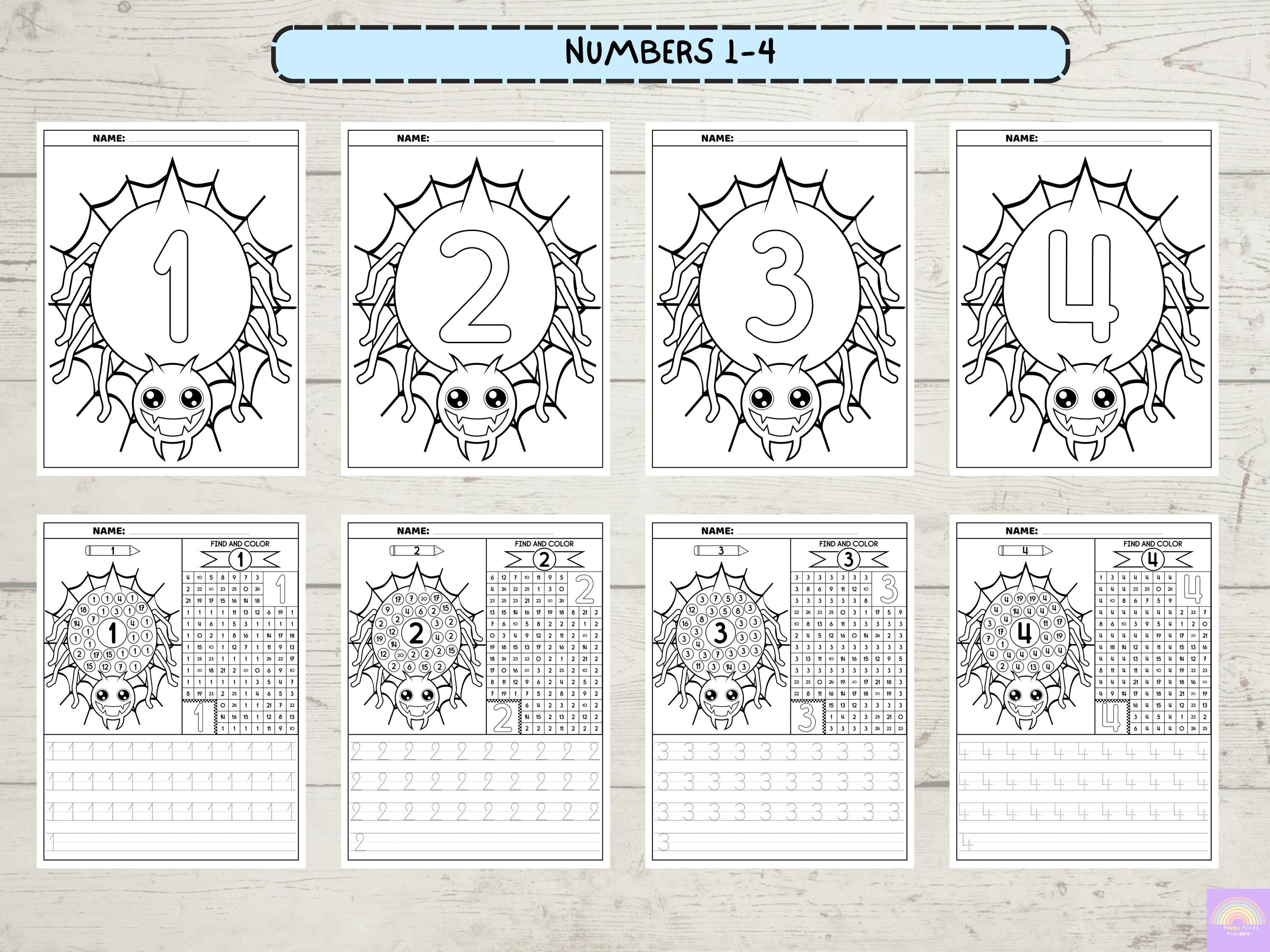 Number 1-20 Tracing Worksheet, Spider Themed Number Printable ...