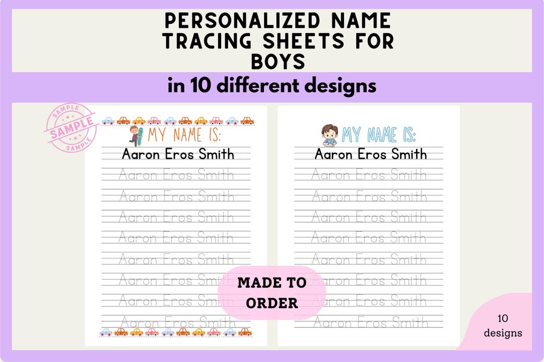 Personalized Name Tracing Sheets for Boys, Customized Name Handwriting ...
