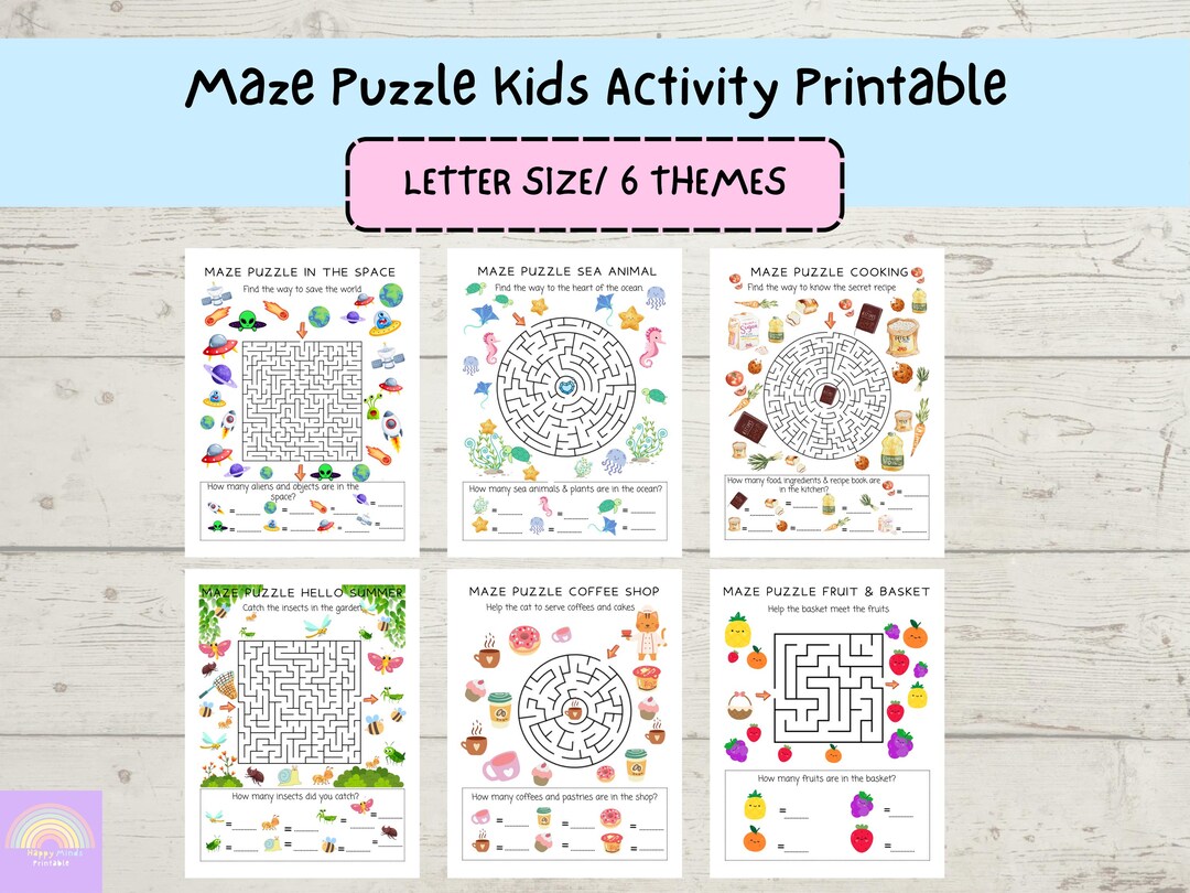 Fun Colorful Maze Activity Worksheet for Kids, Easy Math Counting ...