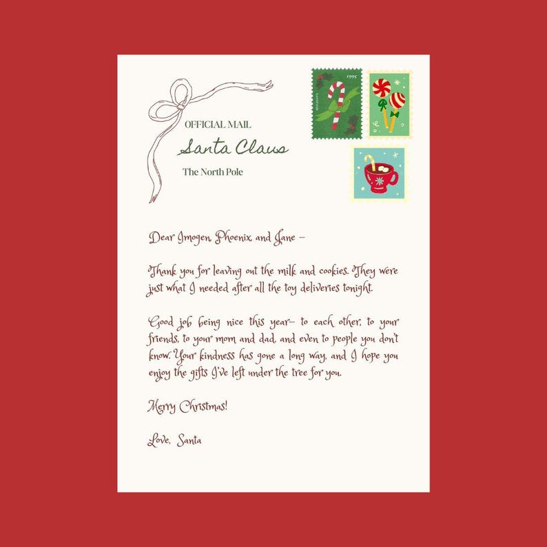 Kids Holiday / Christmas Letter From Santa - Customizable and Editable - Cute Minimalist ...