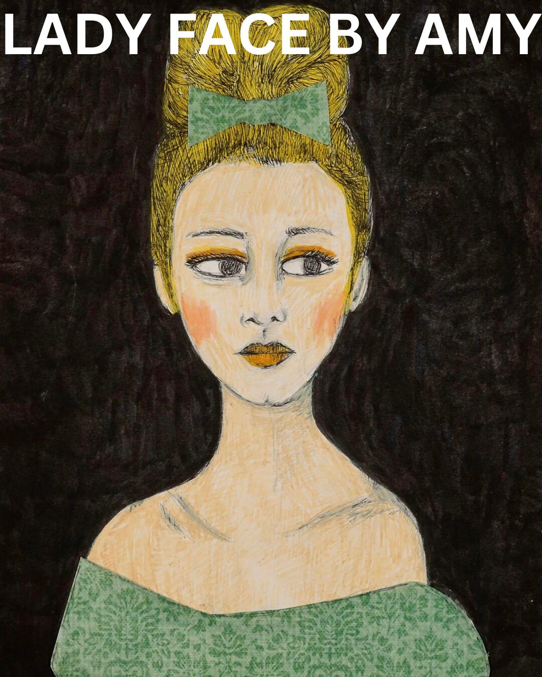 Gigi; Art Print of Female Portrait, Mixed Media, Wall Art, 8"x10", Wall ...