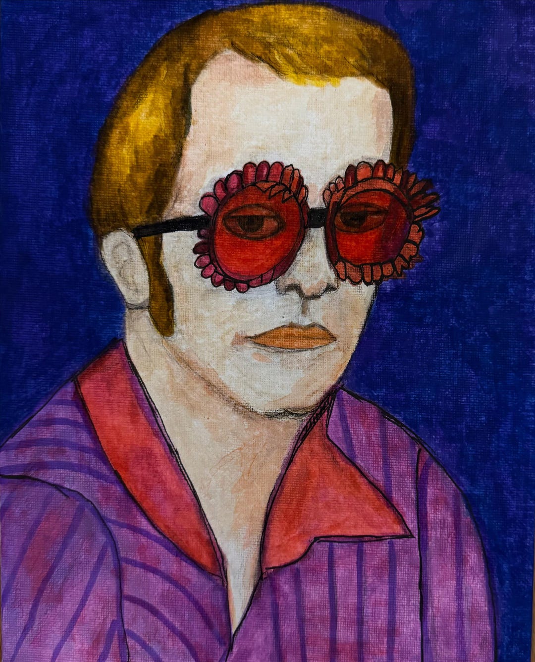 Elton Portrait Art Print: Hand-drawn Rock and Roll Icon (8x10 Image ...