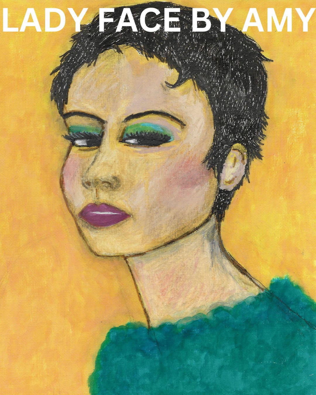 Allegra; Art Print of Female Portrait - Mixed Media Wall Art - Etsy